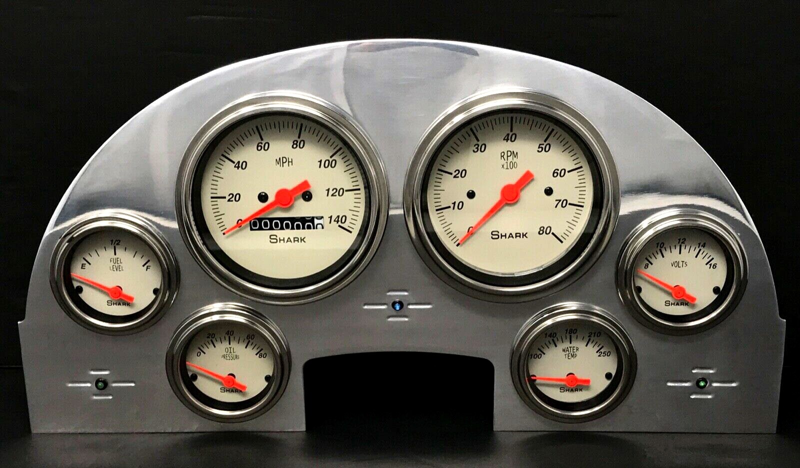 1956 FORD CAR 6 GAUGE DASH PANEL POLISHED ALUMINUM MECHANICAL SHARK | eBay