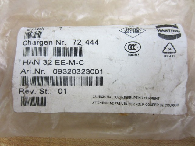 HARTING Han 32 EE M C 32 Pin Connector Head 16 a 500 V 6 KV 3 for sale ...