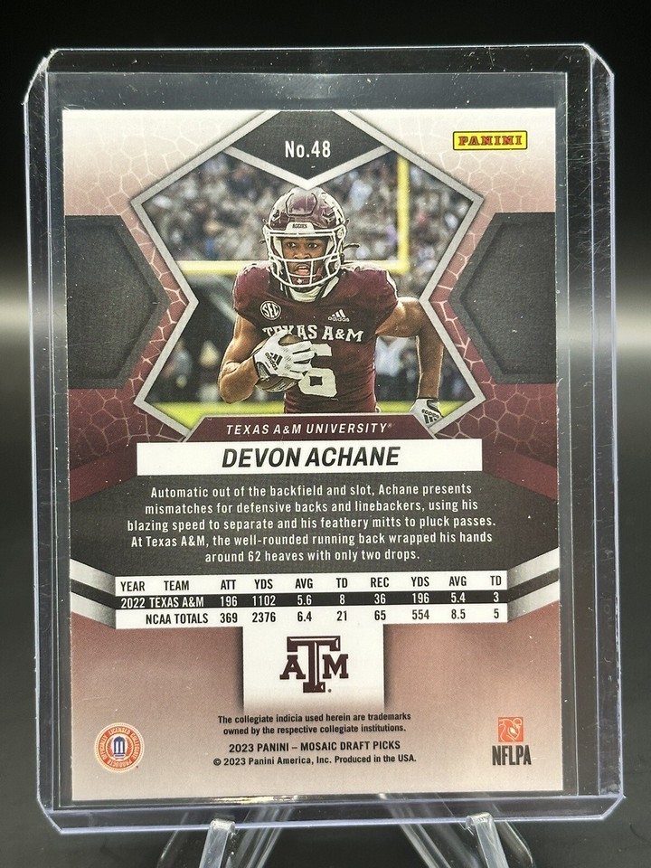 2023 Panini Mosaic Draft Devon Achane RC Base #48 Dolphins Rookie | eBay
