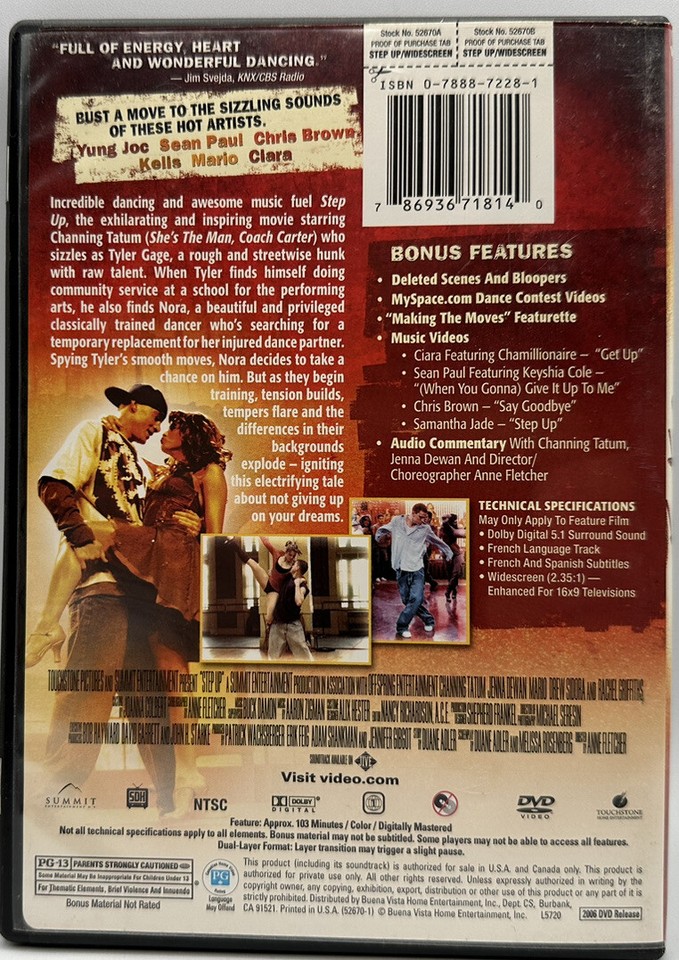 Step Up DVD Widescreen Channing Tatum Jenna Dewan 2006 786936718140 | eBay