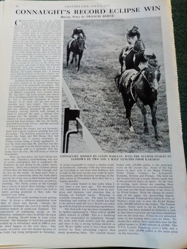 A3s Ephemera 1970 Article Eclipse Stakes Sandy Barclay | eBay
