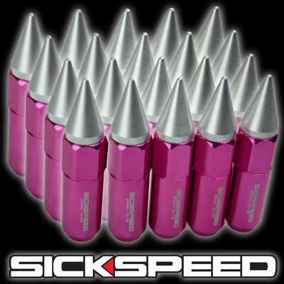 SICKSPEED 20 PC PINK/POLISHED SPIKED ALUMINUM 60MM LUG NUTS WHEEL 12X1 ...