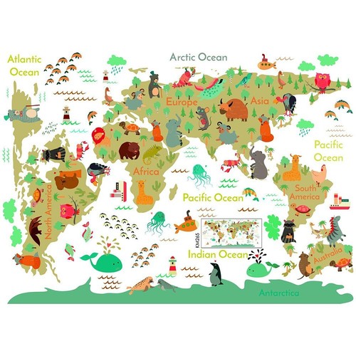 Vibrant and Interactive Educational World Map Wall Sticker for Kids ...