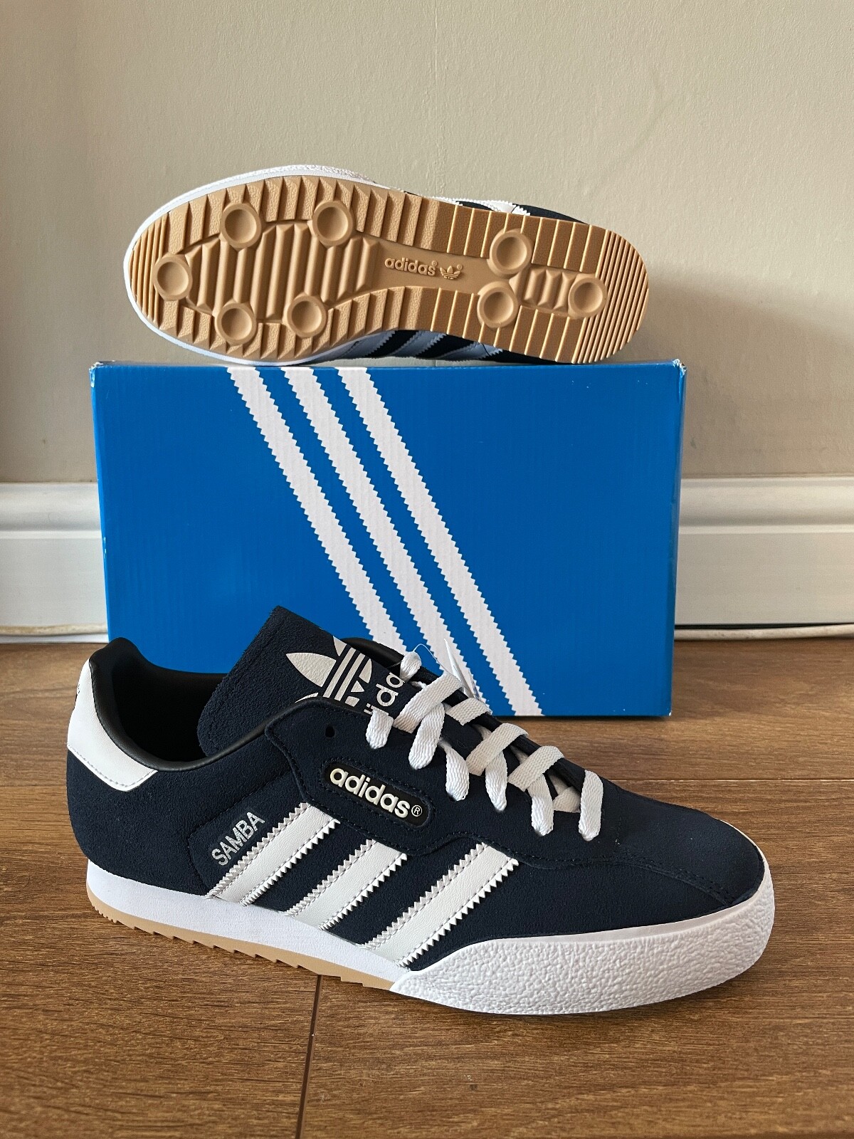 Mens Adidas Samba Super Suede Navy Shoes Trainers Uk Size 7 to 12 ...