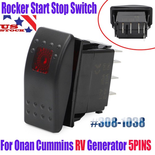 Rocker Start Stop Switch For Onan Cummins RV Generator 5PINS Connector ...