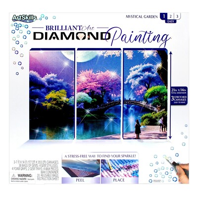ArtSkills Brilliant Art Diamond Painting Kit 3 Stretched Canvas Panels ...