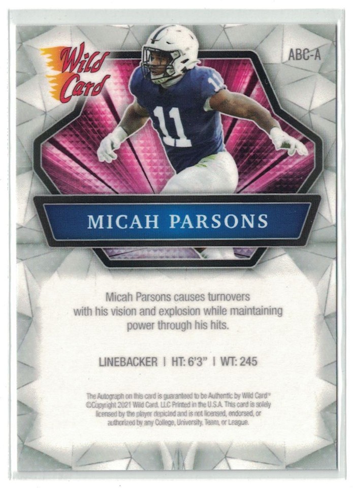 2021 Wild Card Alumination Micah Parsons Autograph Dallas Cowboys | eBay