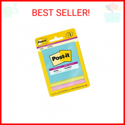 Post-it Super Sticky Notes, 3 Sticky Note Pads, 3 x 3 in., School ...