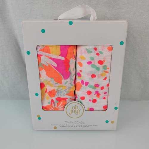 Target Oh Joy Cotton Muslin Swaddle Baby Girl Blanket Neon Bright ...