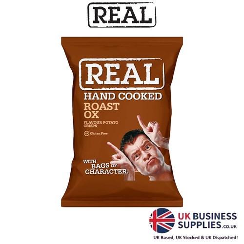 Real Crisps Ox Flavour Hand Cooked & Roasted Potato Crisps 24 x 35g ...