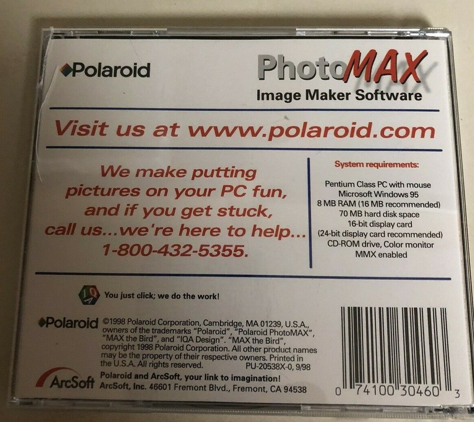 Polaroid PhotoMax Image Maker Software Quickstart Guide PC CD ROM | eBay
