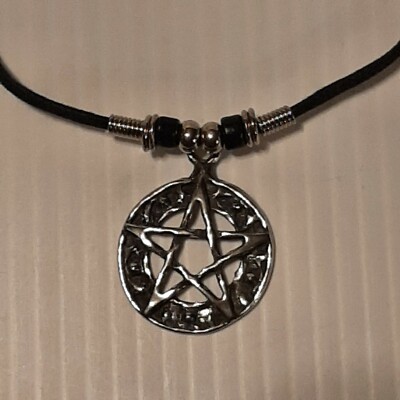 PENTAGRAM Pewter Pendant Charm / ROPE NECKLACE WITH COLOR BEADS | eBay