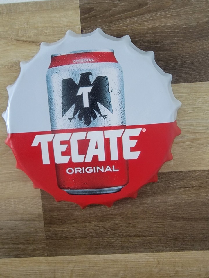 TECATE Beer Bottle Cap Round Metal Sign Bar Pub Signs - Mancave Wall ...