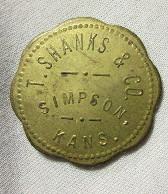 SIMPSON KS KANSAS - T. SHANKS & CO. - UNLISTED GF 50 TOKEN - SMALL TOWN ...