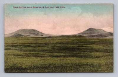 Twin Buttes BOWMAN North Dakota Antique Hand Colored Photogravure ...
