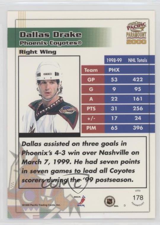 1999-00 Pacific Paramount - Copper #178 Dallas Drake for sale online | eBay