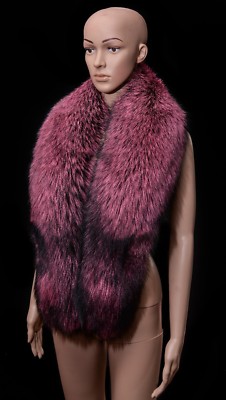 Royal Saga Furs Pink Silver Real Fox Fur Winter Shoulder Wrap Scarf Boa ...