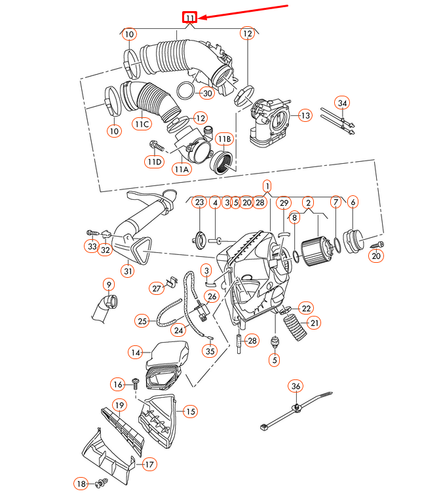 AUDI A6 4F C6 Rear Air Intake Hose 06E129629E | eBay