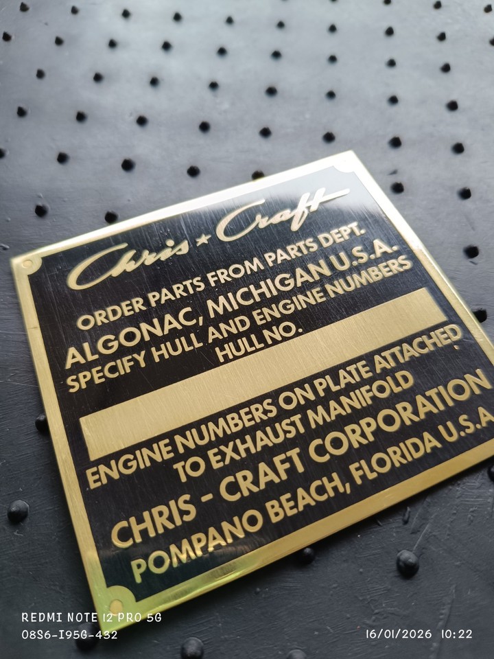 Chris Craft Hull Plate OEM NEW UNSTAMPED Antique Vintage Classic Wood ...