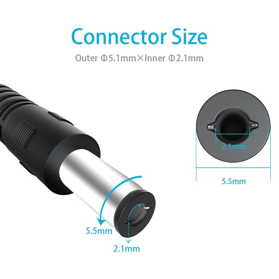 2-Pack DC Power Cable Male to Male Power Adapter DC Extension Cord 5 ...