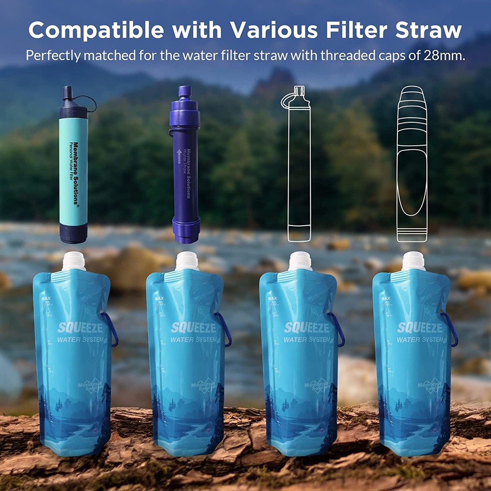 Personal Water Filter Straw,w/Carry Case and 2xWater Pouch Portable ...