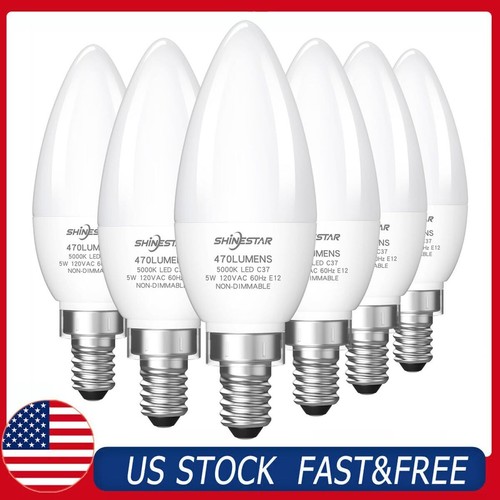 LED Candelabra B11 C37 Bulb E12 Ceiling Fan Light Bulbs Small 6 ...
