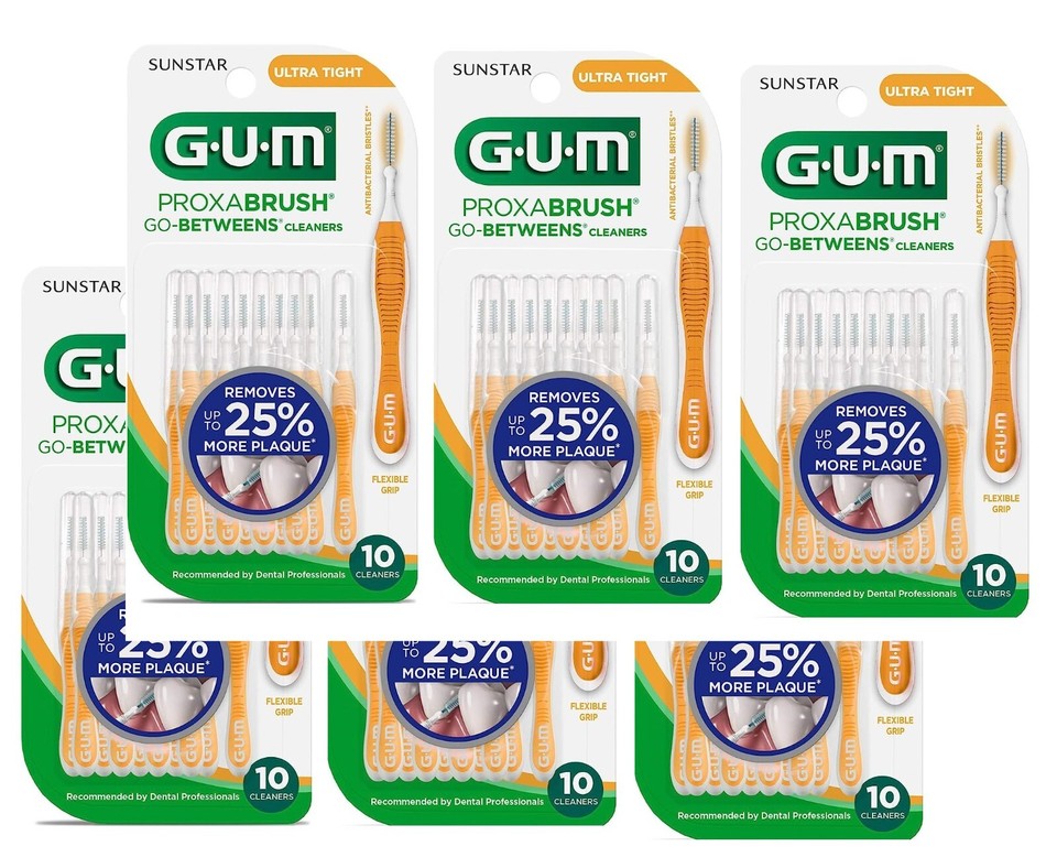 Sunstar GUM Go-betweens Proxabrush Ultra Tight Cleaners 10 ct, 1-6 Pack ...