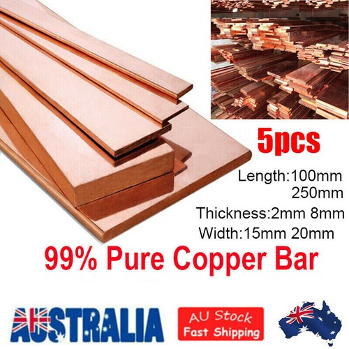 5pcs 250mm 100mm 99% Pure Cu Copper Strip T2 Flat Bar Metal Sheet Thick ...