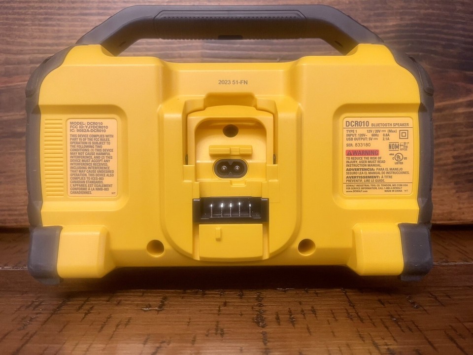 DEWALT DCR010 12V/20V MAX Jobsite Bluetooth Speaker Corded or Cordless ...