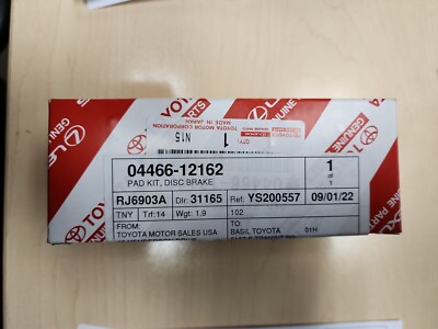 2020 - 2022 Corolla OEM Genuine Toyota Brake Pads Rear 04466-12162 Set ...
