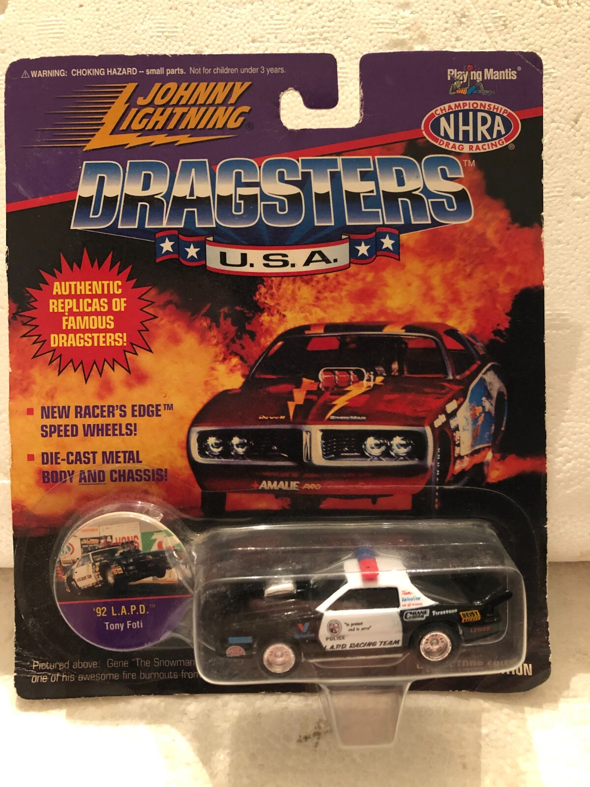 JOHNNY LIGHTNING 92 CAMARO LAPD DRAGSTER BLACK AND WHITE DRAGSTERS USA ...