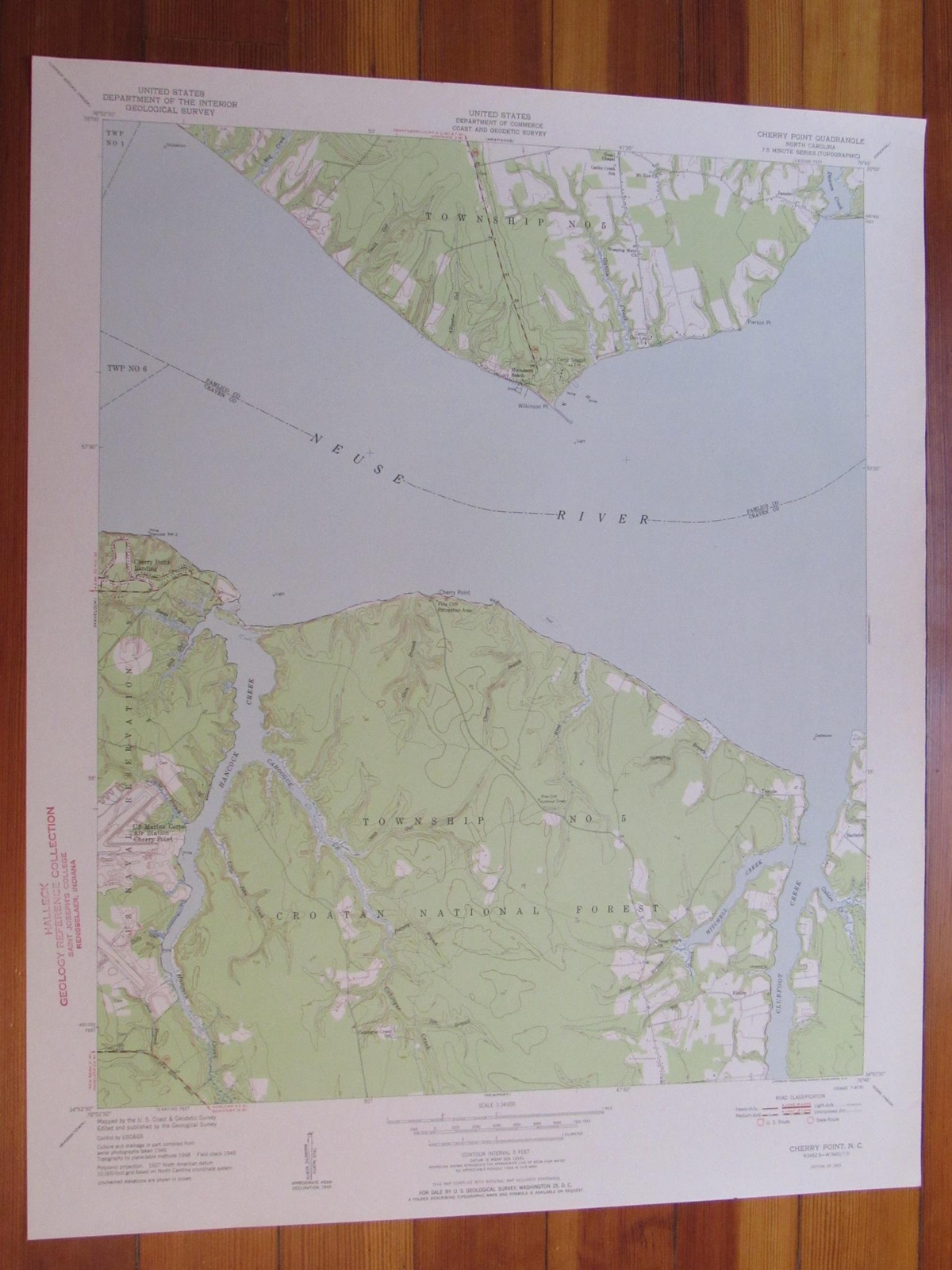 Cherry Point North Carolina 1951 Original Vintage USGS Topo Map | eBay