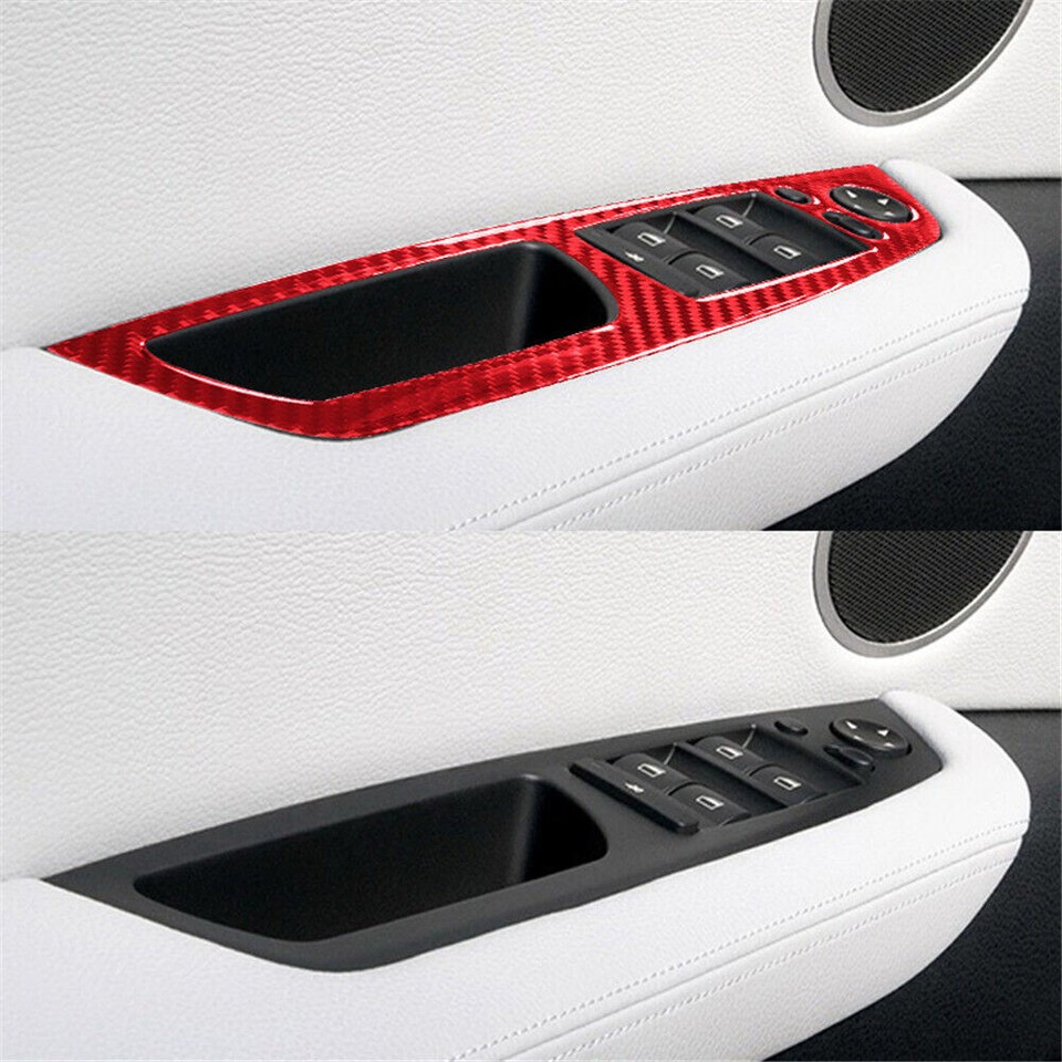 4Pcs For BMW X5 E70 X6 E71 Red Carbon Fiber Interior Door Control Cover ...