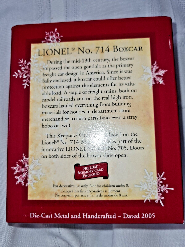 Hallmark Keepsake Holiday Ornament Lionel Train Penn No 714 Red Boxcar ...