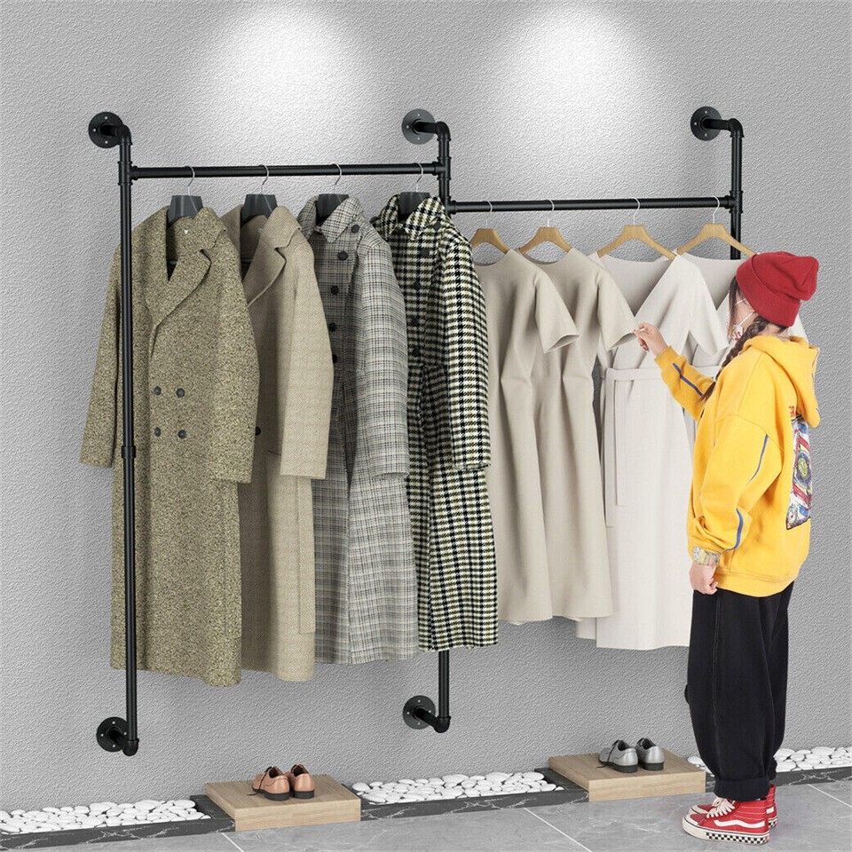 Industrial Pipe Metal Clothes Rail Heavy Duty Garment Hanging Rack ...