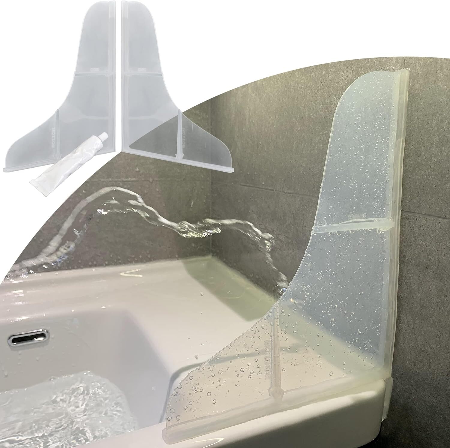 Silicone Shower Splash Guard, Clear Bathtub Corner Splash Guard ...