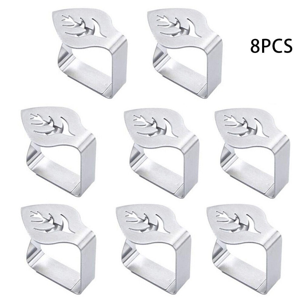 4/8/12x Table Cloth Clips Stainless Steel Leaf Shaped Cover Tablecloth ...