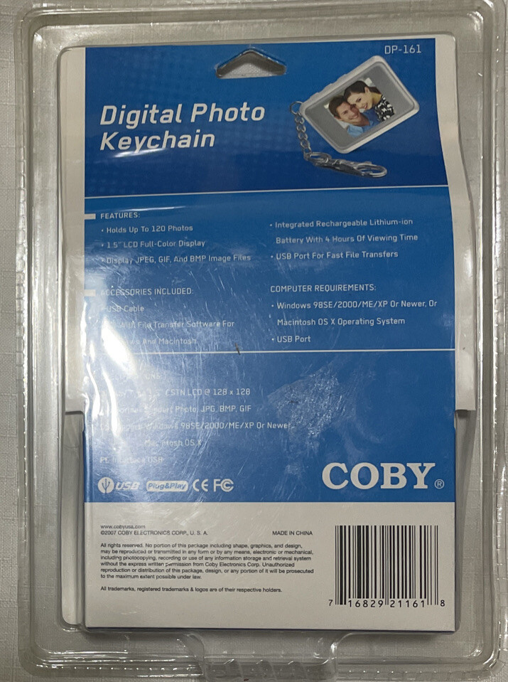 Digital Photo Keychain Coby DP-161 Holds 120 Photos 1.5 LCD Display NEW ...