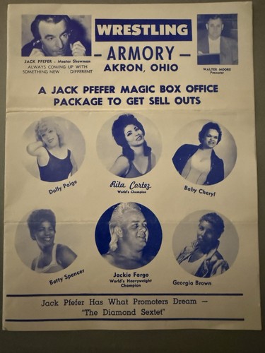 Jack Pfefer Wrestling Program Akron Ohio 1964 Jackie Fargo Hobo Brazil ...