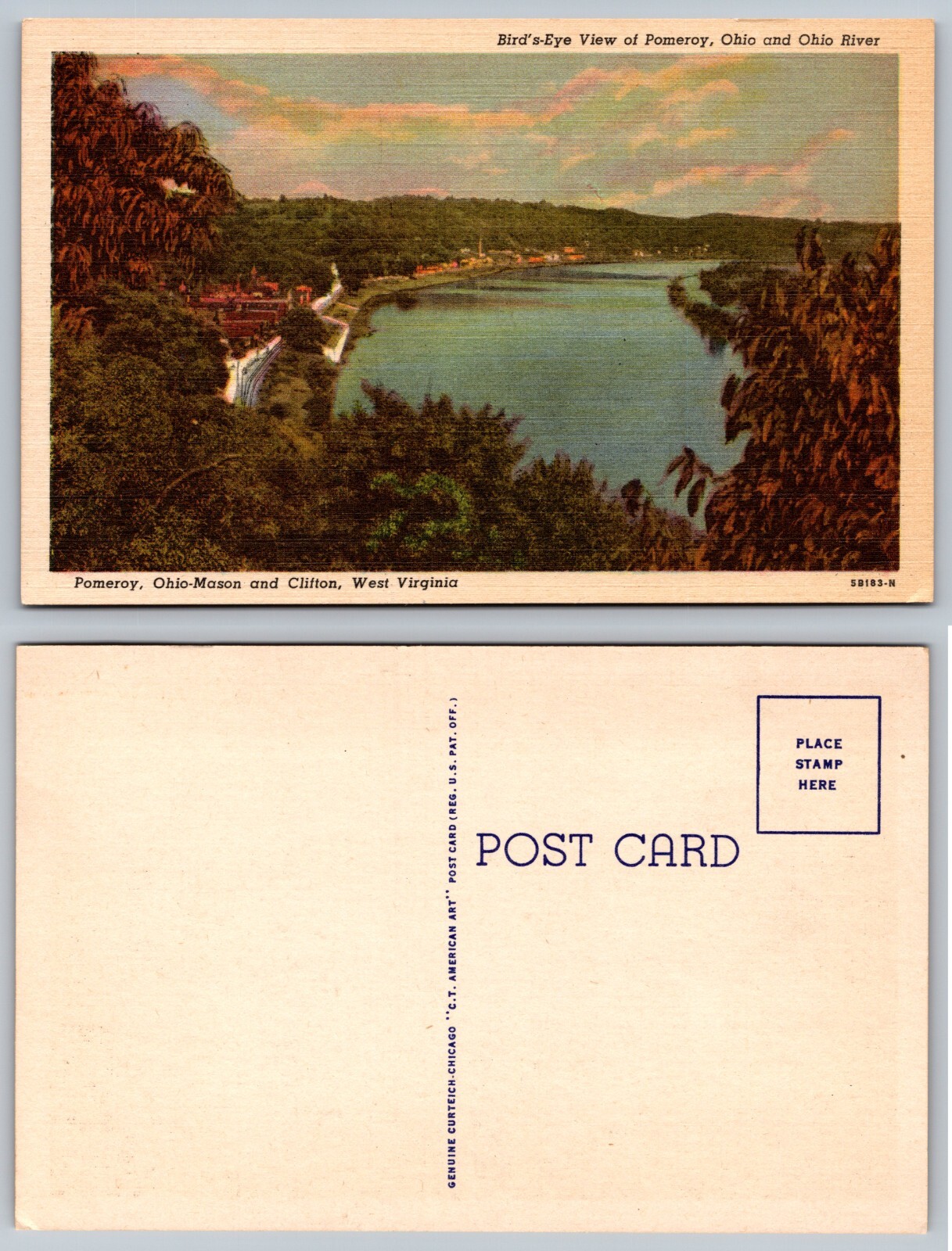 Birds Eye View Pomeroy Ohio OH Ohio River Scenic Postcard | eBay