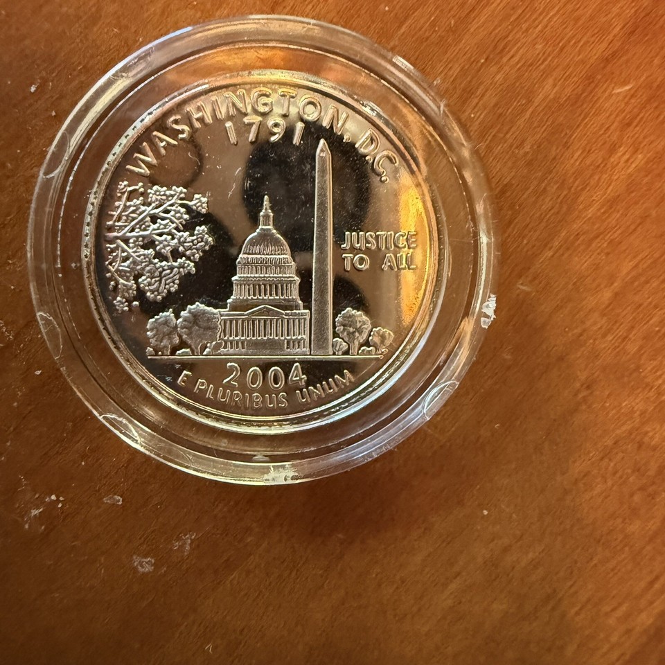 2004 S Washington DC Quarter Proof Copy in Coin Case W/Cert Of ...