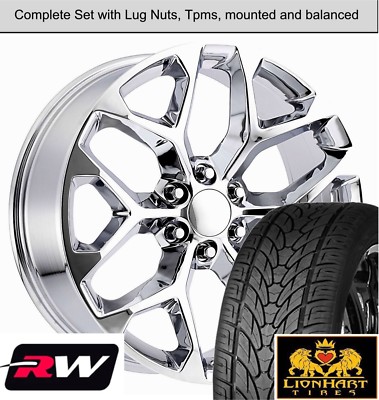 22" inch FOUR Snowflake Wheels Chrome Rims Tires fit Chevy SILVERADO 99 ...
