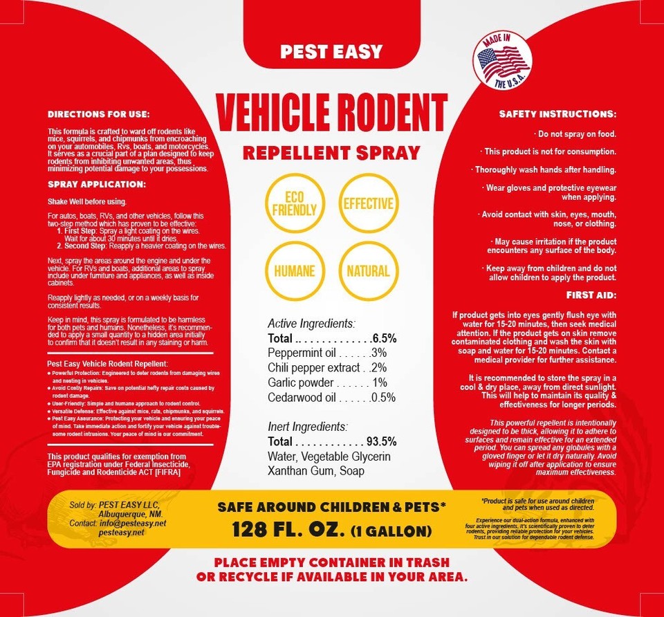 Peppermint Oil Mice, Squirrel, Chipmunk Spray for Vehicles - Effective ...