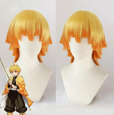 Anime kemetsu no yaiba Cosplay Wig highlights Hair wig,Zenitsu Agatsuma ...