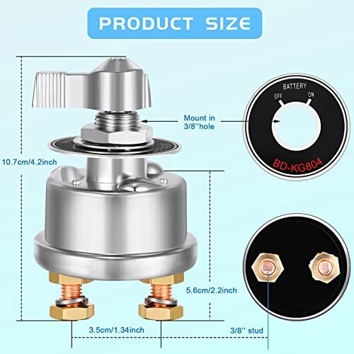 2 Pcs Battery Shut Off Switch 12V High Current Battery Disconnect Kit ...