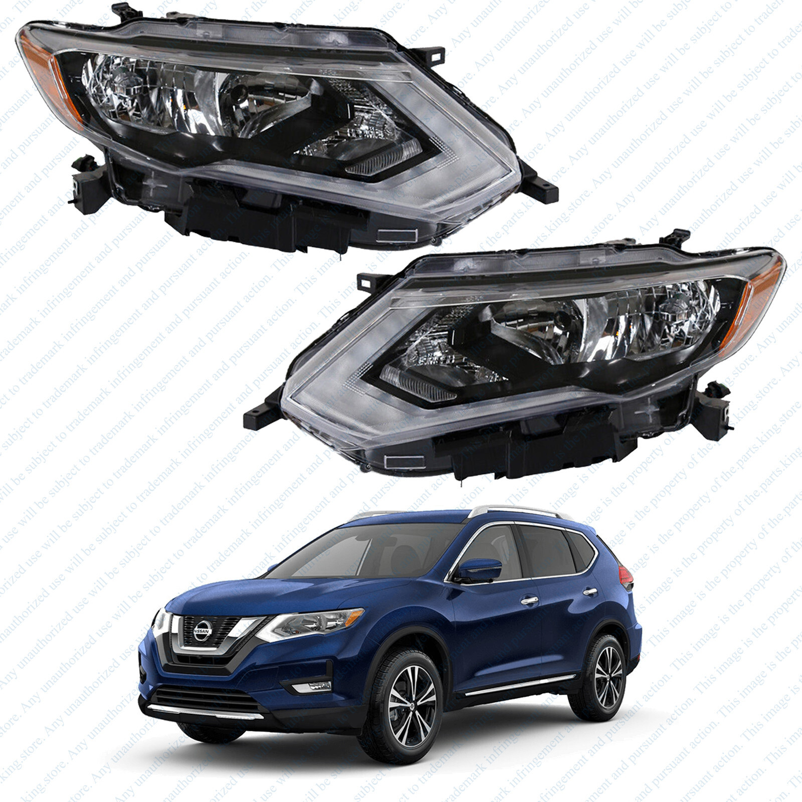 For 2017 2019 Nissan Rogue Halogen Headlights LH RH Pair 260106FL0A ...