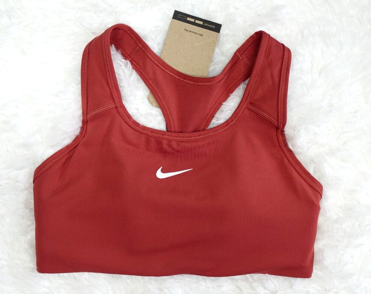 Nike Womens Medium Padded Sports Bra Canyon Rust Red/White SZ-XS NEW ...