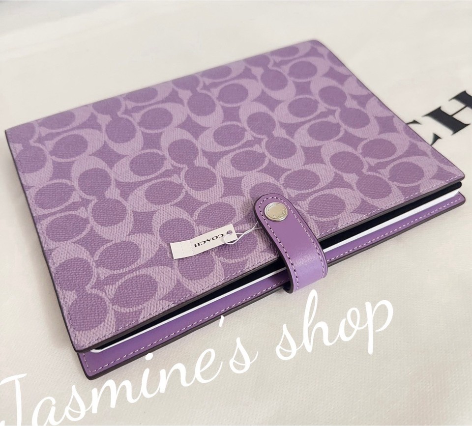 NWT Coach Notebook In Signature Canvas Leather CZ198 Purple Iris NEW ...