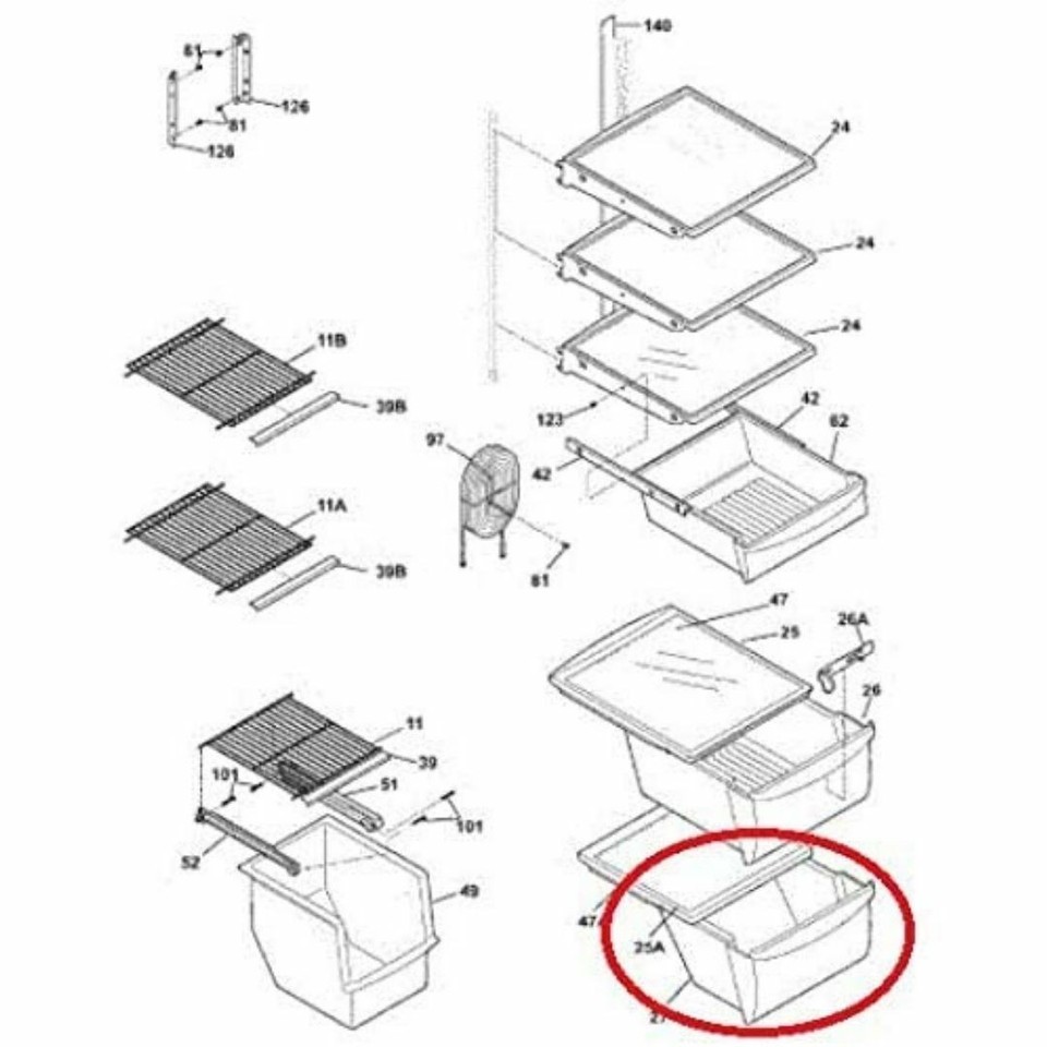 Bottom Crisper Drawer 240351207 for Frigidaire FFHS2611PF4 FFHS2622MSYA ...