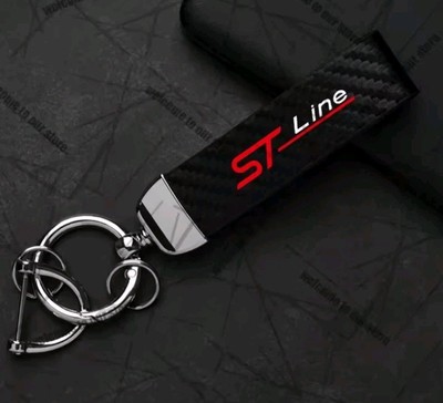 Ford ST Line Red Carbon Fibre Leather Style Key Ring For Focus Fiesta ...